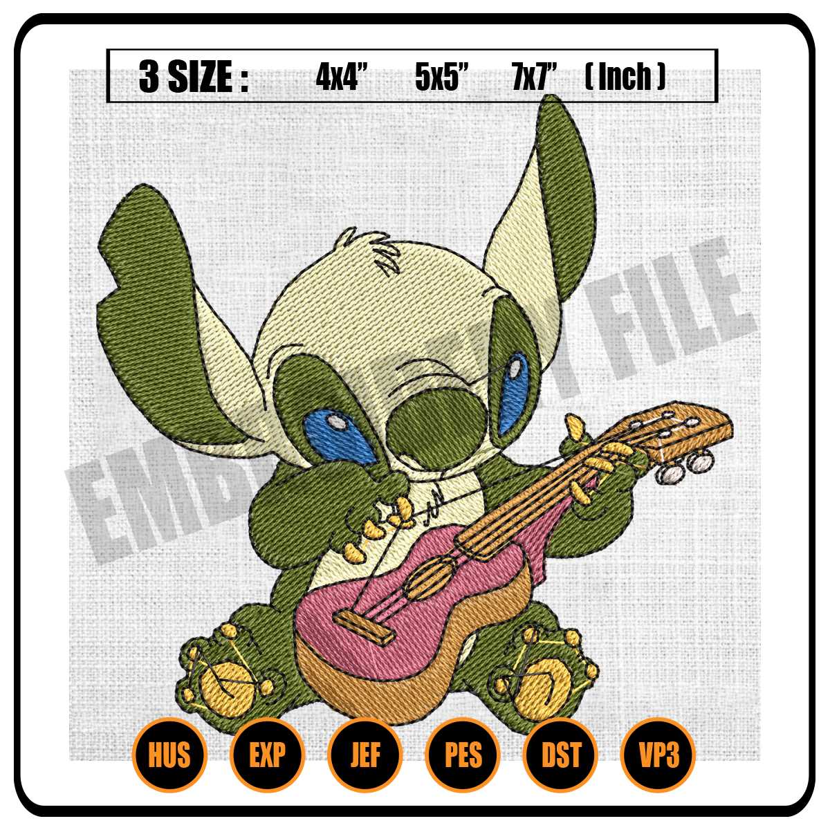 Stitch With Guitar Embroidery Design, Lilo And Stitch Embroi | Inspire ...