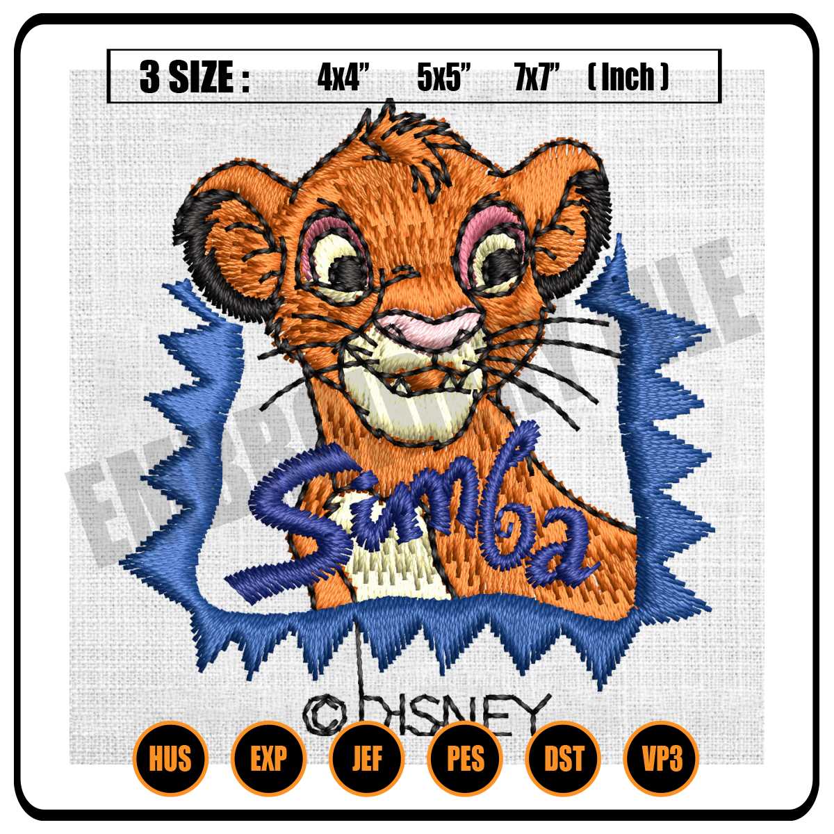 The Lion King Simba Embroidery Design, Disney Cartoon Embroi | Inspire ...