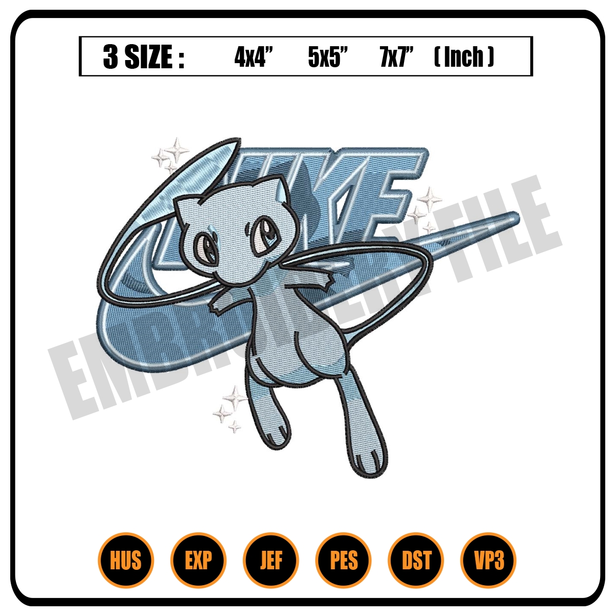 Nike Pokemon Mew Embroidery Design Png | Inspire Uplift
