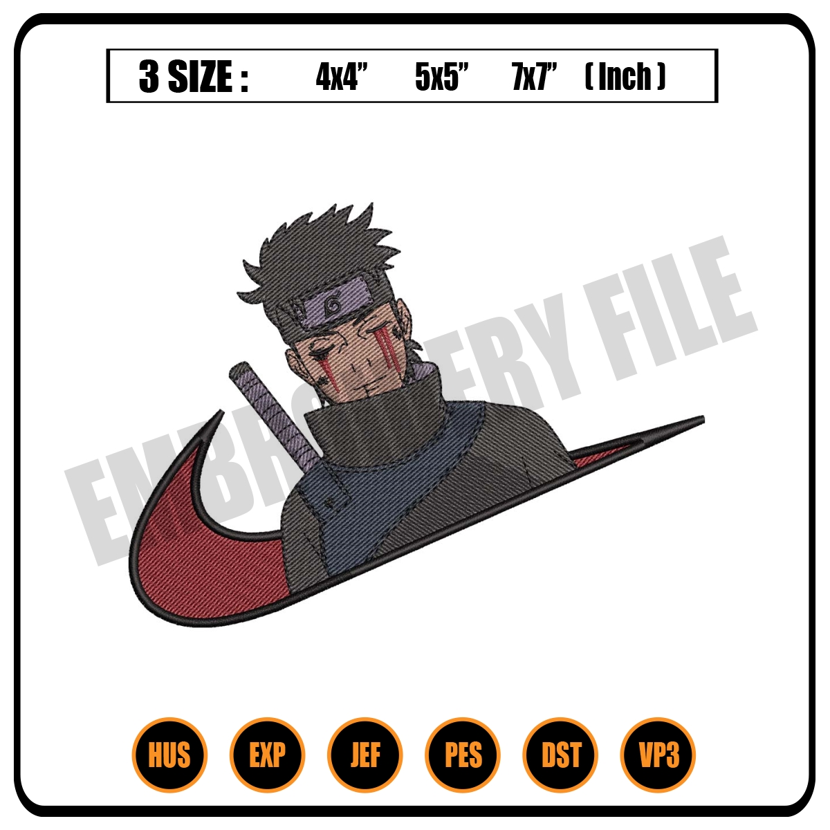 Naruto Uchiha Shisui Embroidery Design File png - Inspire Uplift