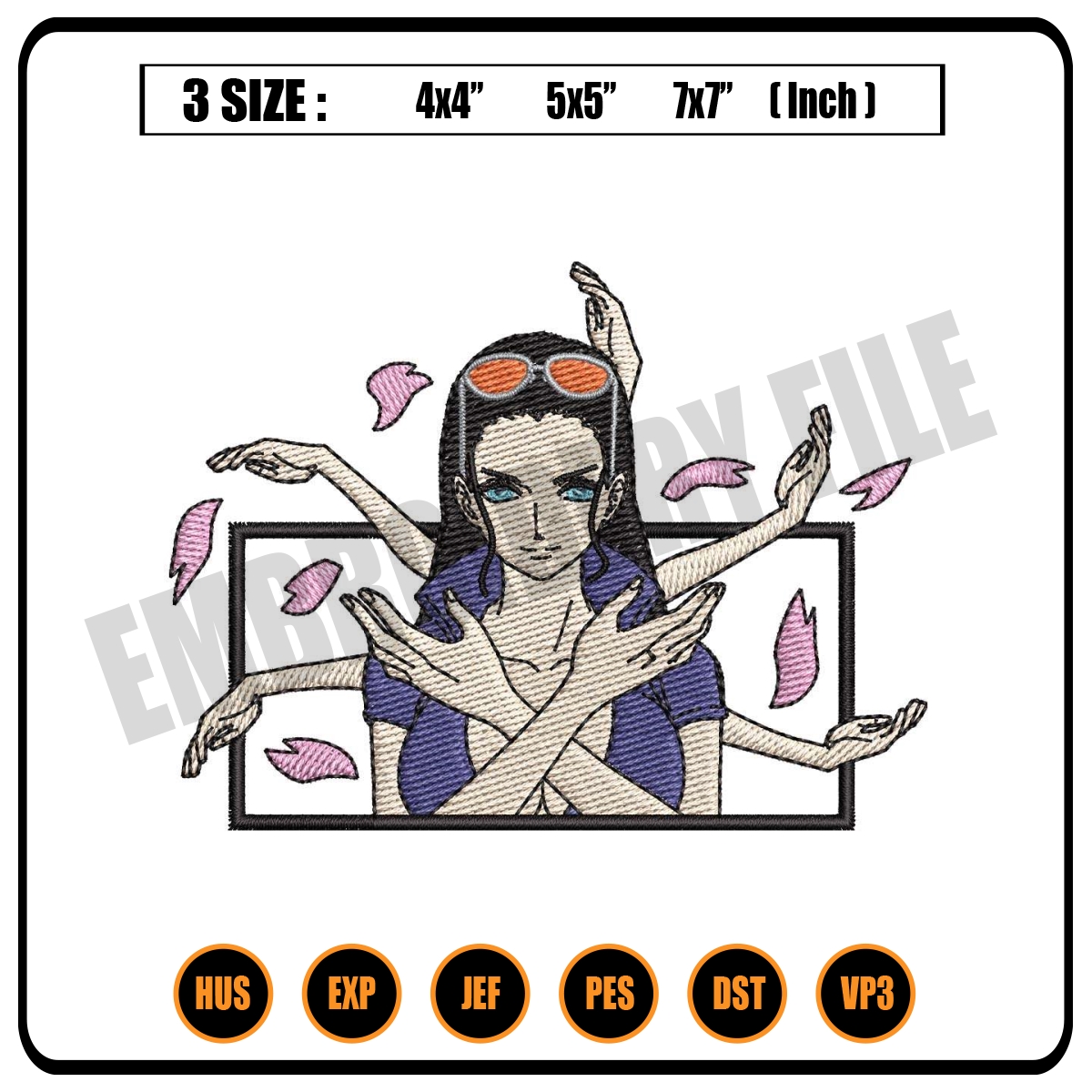Nico Robin Devil Child Anime Embroidery File png | Inspire Uplift