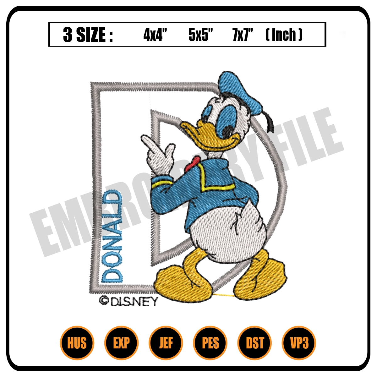 Alphabet Badge Donald Duck Disney Embroidery | Inspire Uplift
