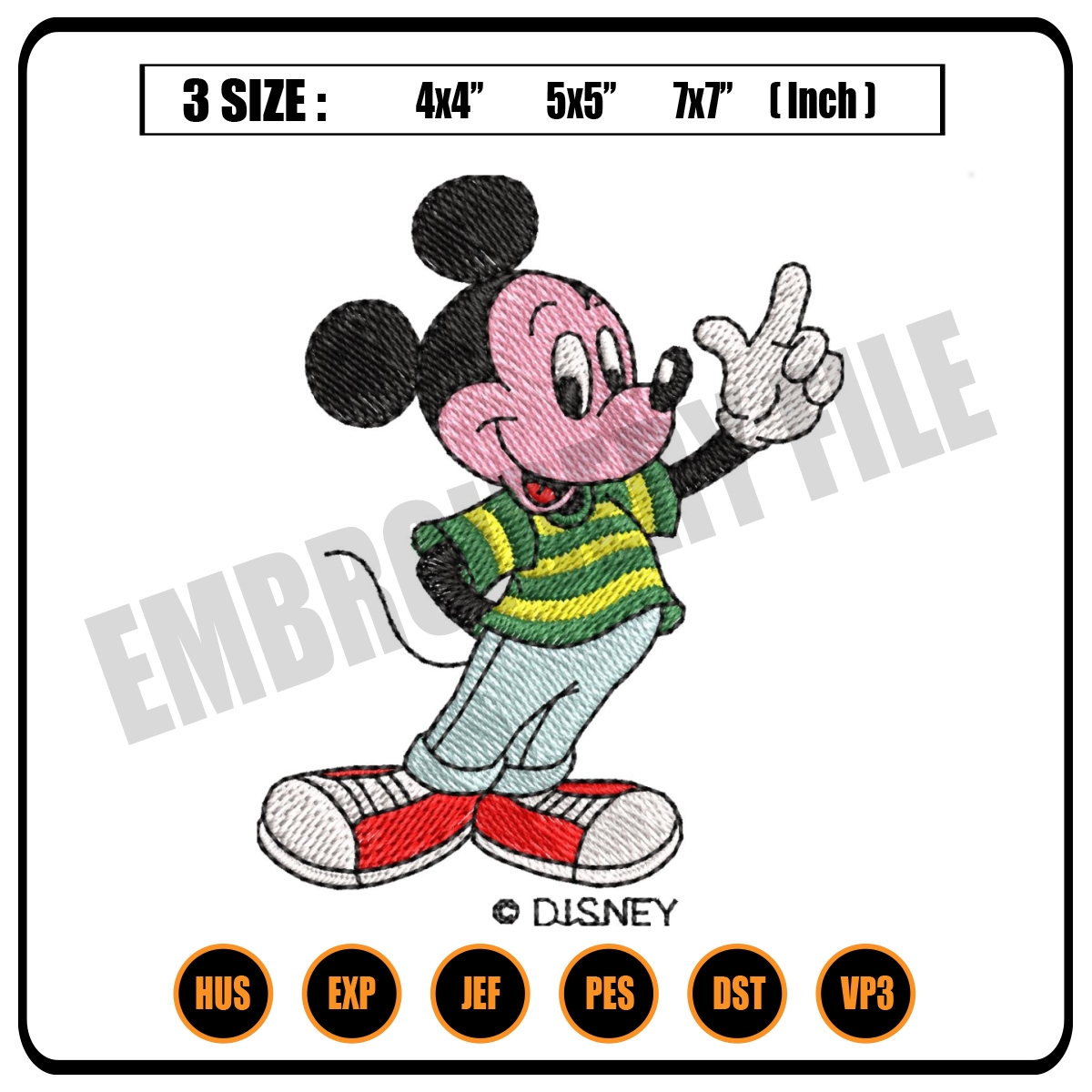 Mickey Mouse Disney Movie Embroidery Design Png | Inspire Uplift