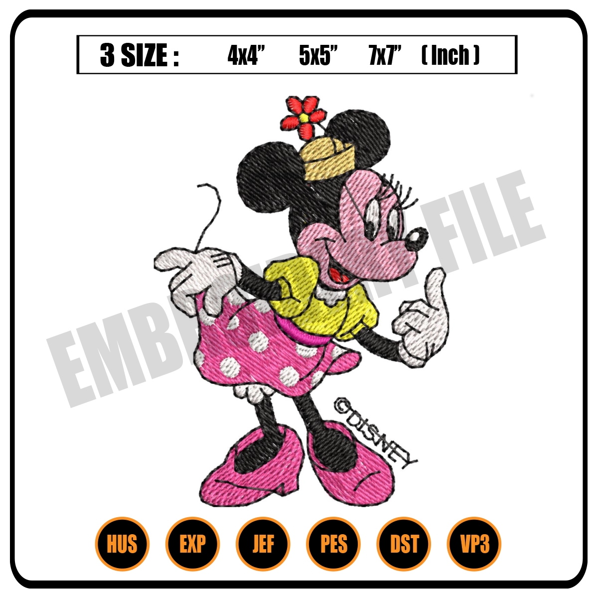 Cute Minnie Mouse Design Embroidery Png | Inspire Uplift