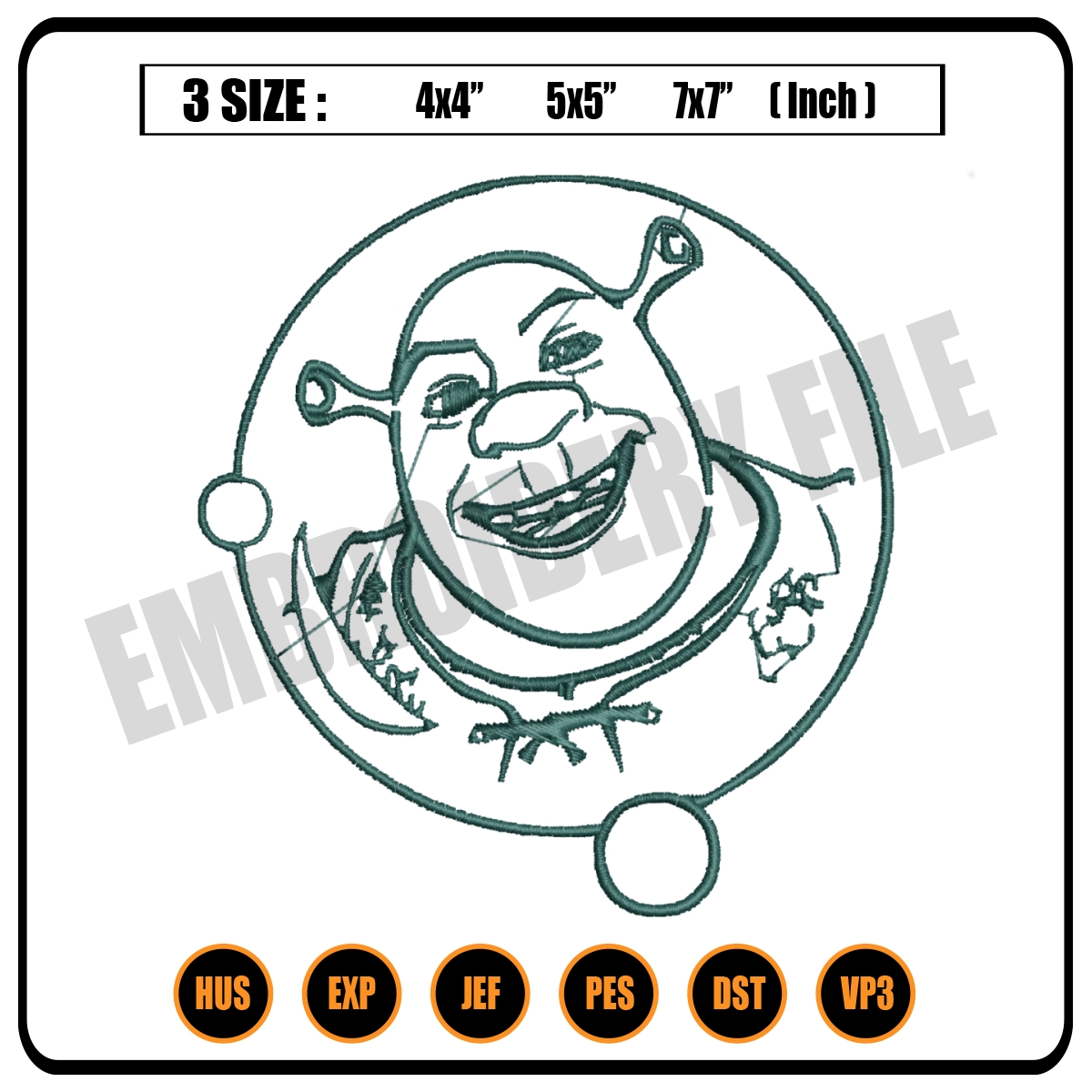 Green Design Shrek Embroidery Png | Inspire Uplift