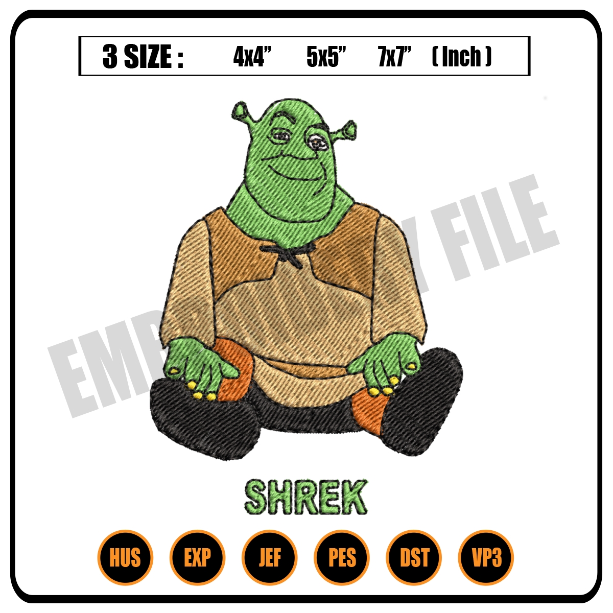 Sitting Shrek Machine Embroidery Png - Inspire Uplift