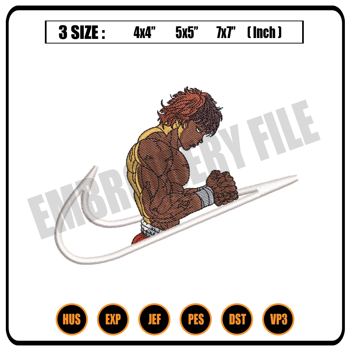 Baki Hanma Embroidery Design File Png | Inspire Uplift