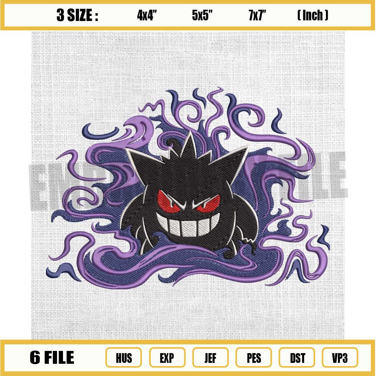 Gengar Pokemon Embroidery Design - Inspire Uplift