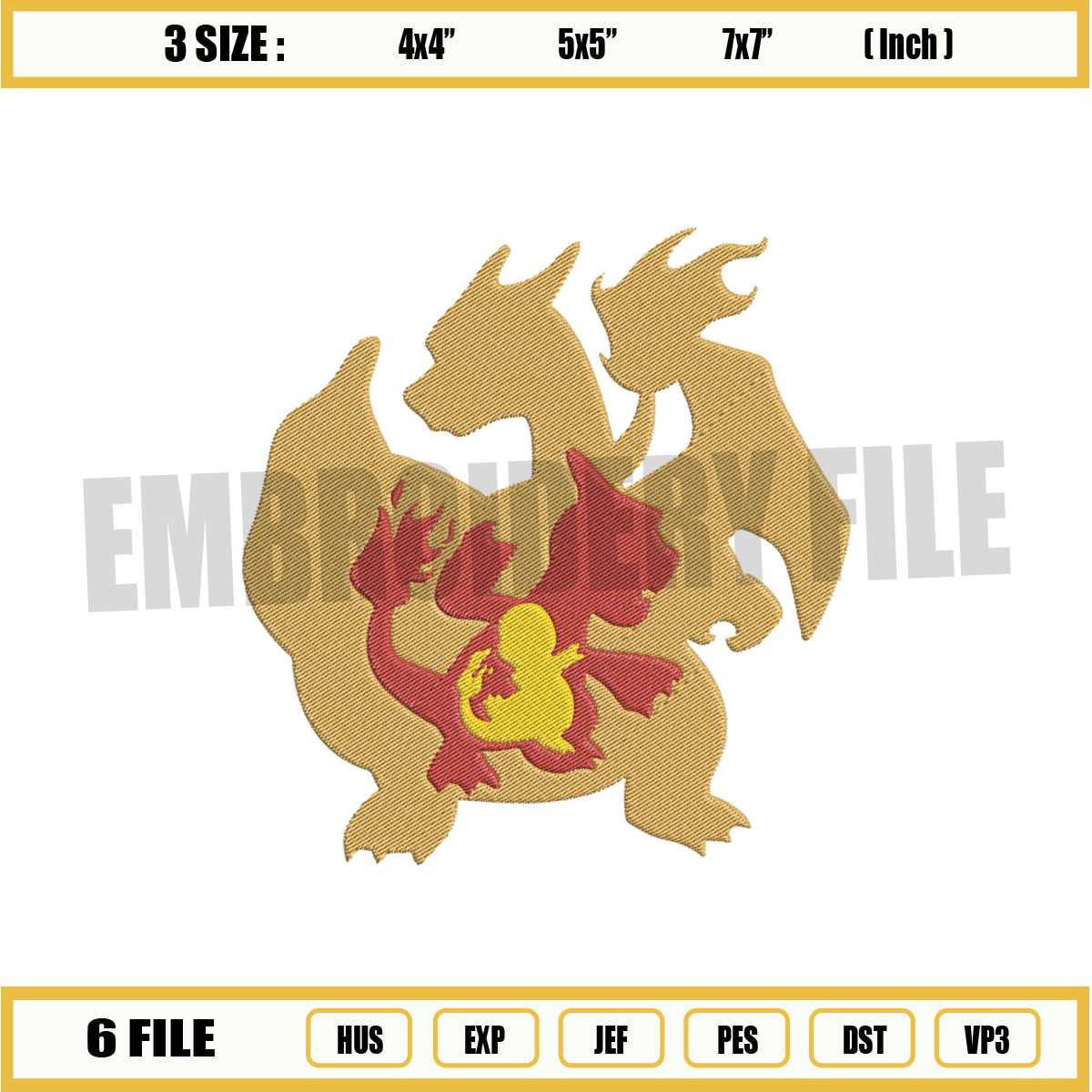 Charizard Pokemon Embroidery Design | Inspire Uplift