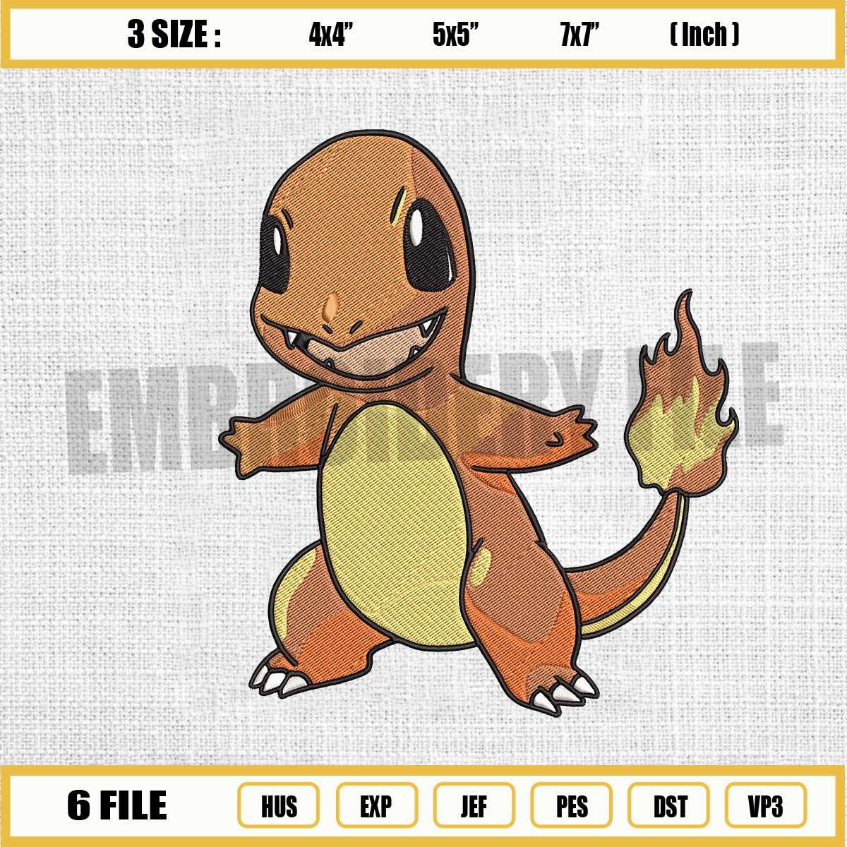 Charmander Pokemon Embroidery Design | Inspire Uplift