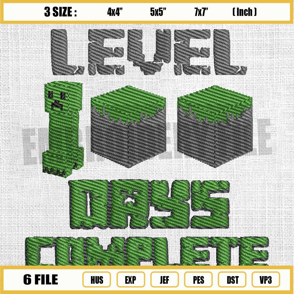 Level 100 Days Of School Complete Minecraft Embroidery | Inspire Uplift