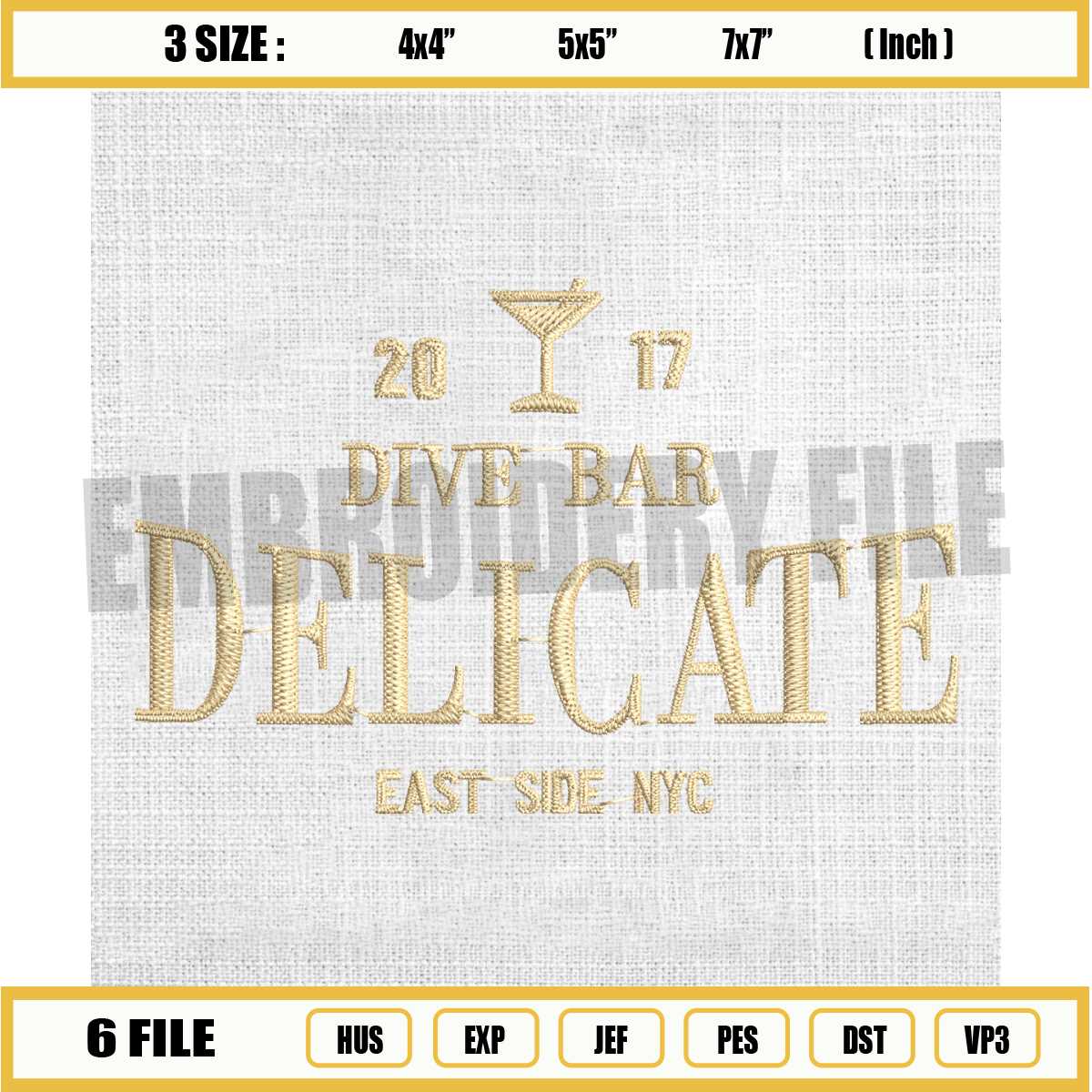 Dive Bar Delicate Embroidery Design, East Side Bar Embroider | Inspire ...