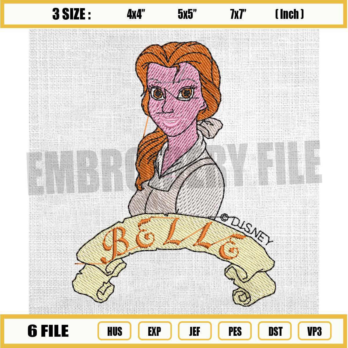Princess Belle Embroidery Design, Beauty And The Beast Embro | Inspire ...