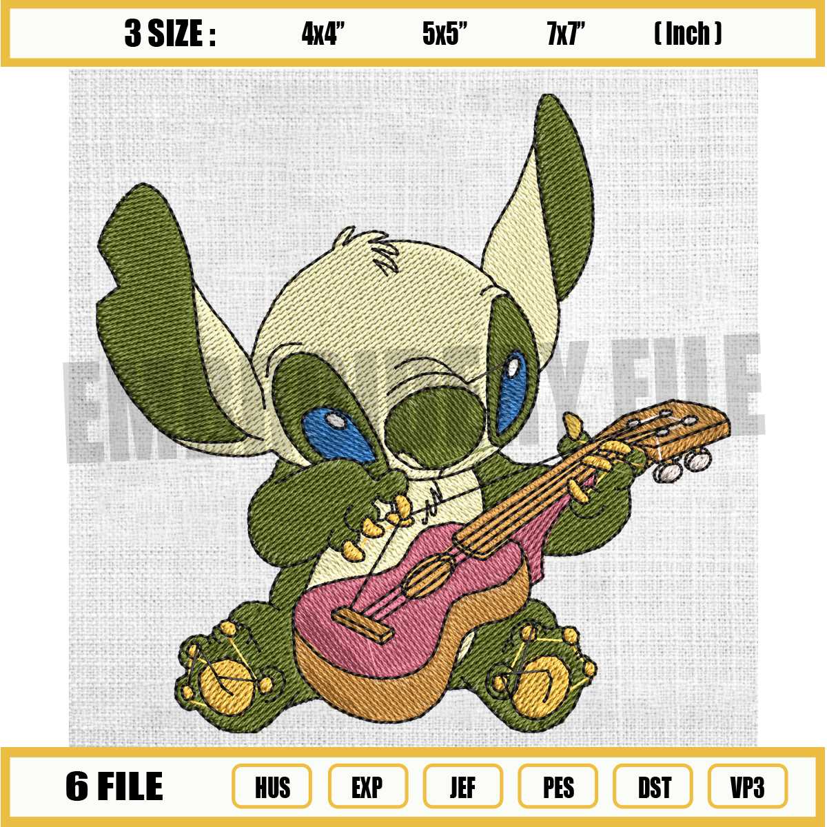 Stitch With Guitar Embroidery Design, Lilo And Stitch Embroi | Inspire ...