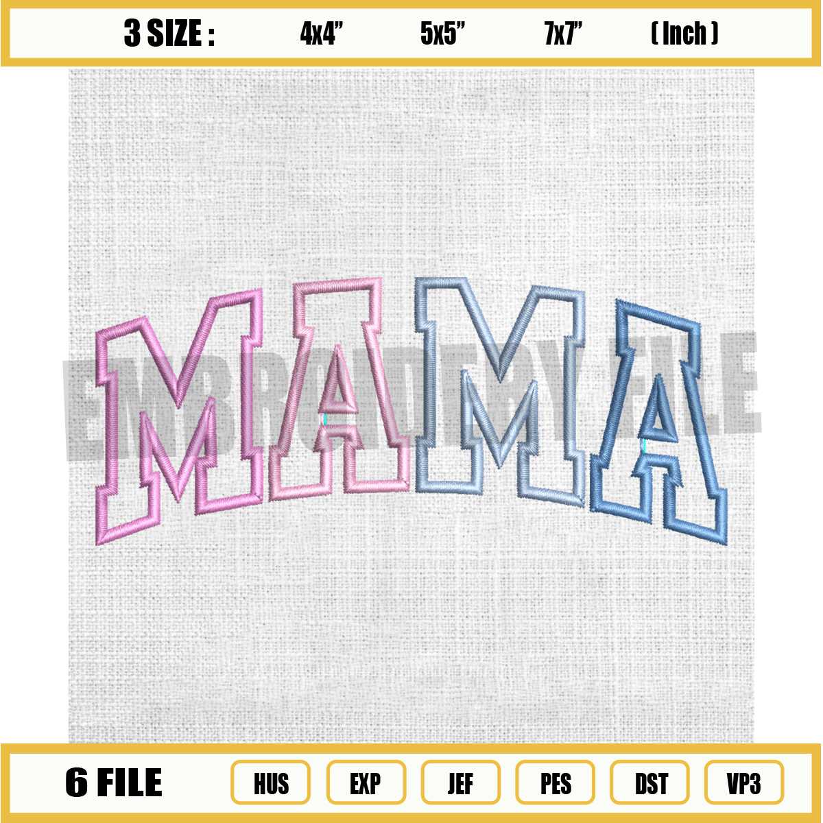 Mama Block Letter Embroidery Design, Mother's Day Embroidery | Inspire ...