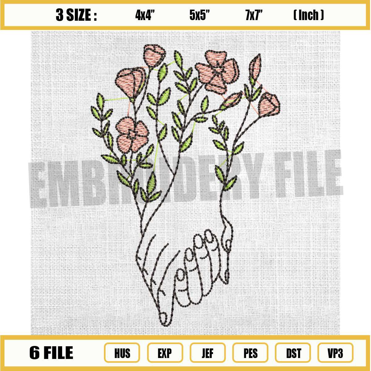 Floral Holding Hand Embroidery Design, Blooming Flower Embro | Inspire ...