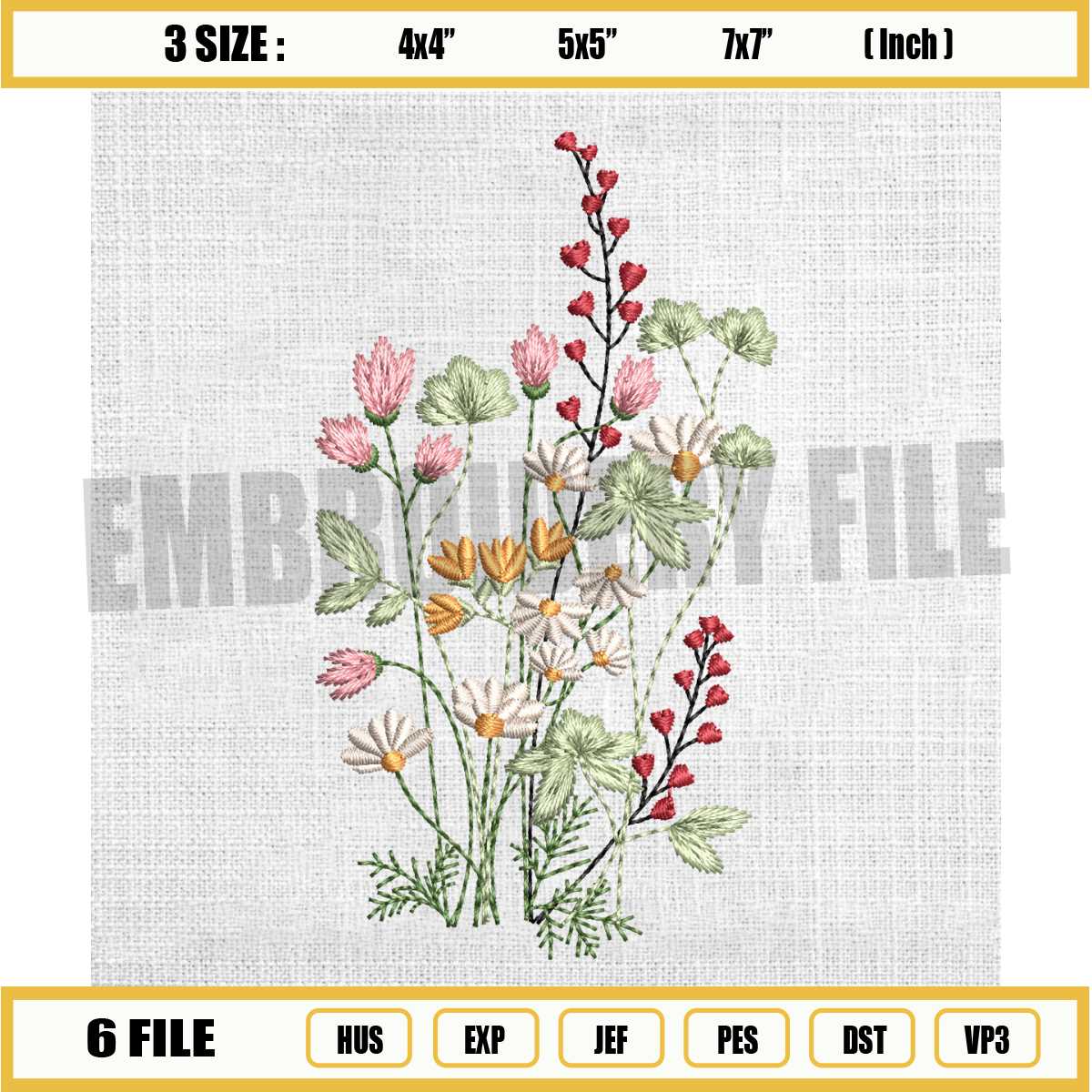 Wildflowers Embroidery Design, Herb, Floral Embroidery, Plan | Inspire ...