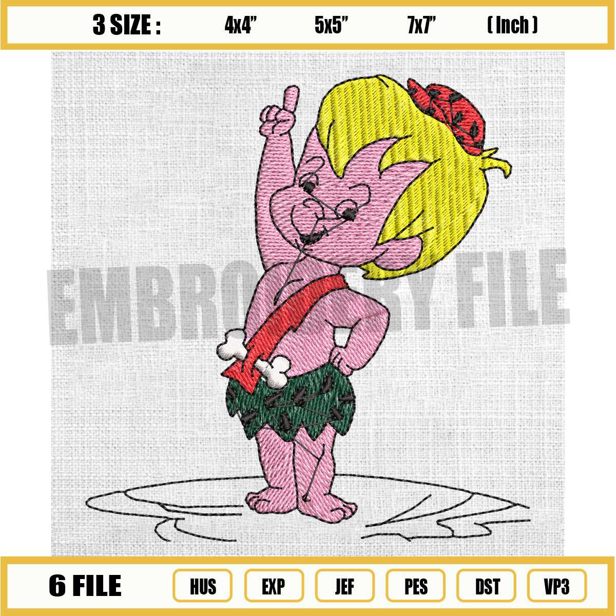 Pebbles Flintstone Embroidery Design, Flintstone Cartoon Emb | Inspire ...