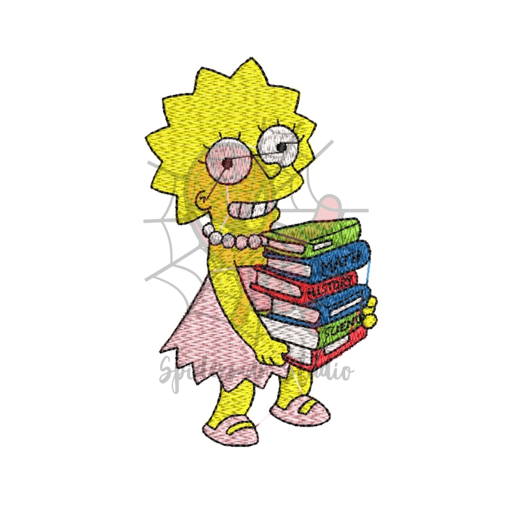Lisa Simpson Books Embroidery Png | Inspire Uplift
