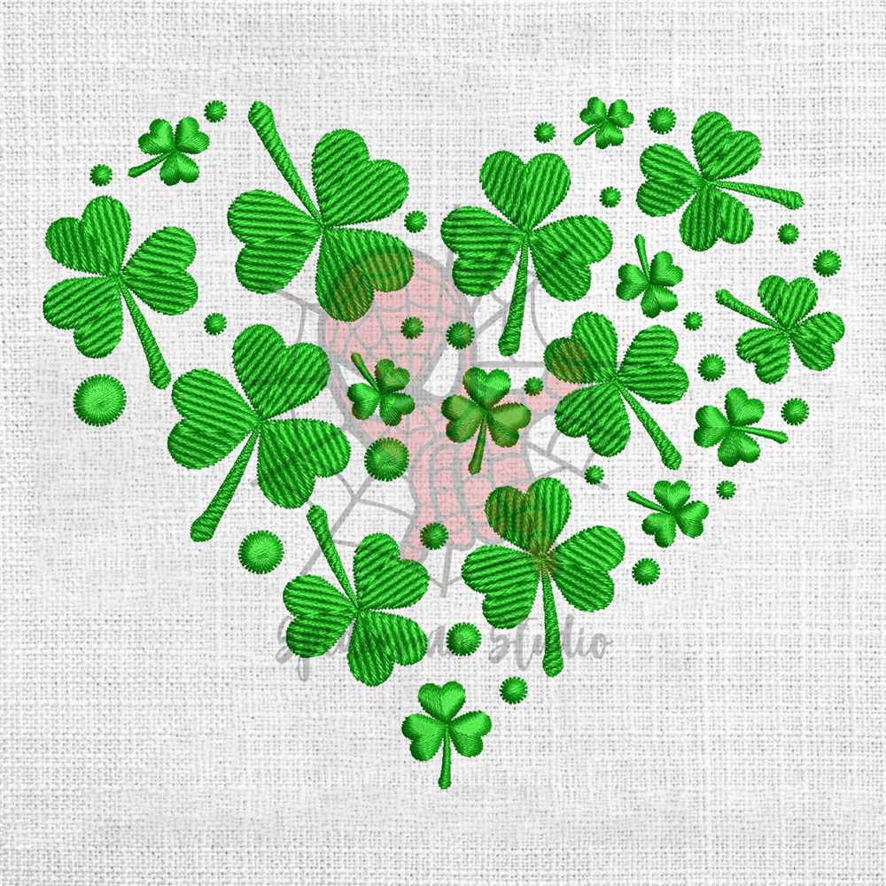Lucky Leaf Patrick Heart Embroidery Design | Inspire Uplift