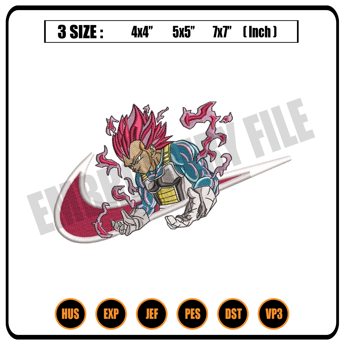 Vegeta Ultra Ego Nike Embroidery Design Png | Inspire Uplift