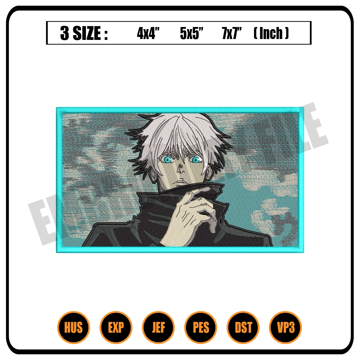 Satoru Gojo Anime Jujutsu Kaisen Embroidery File png | Inspire Uplift