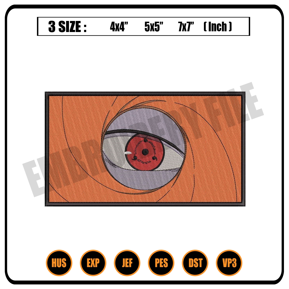 Uchiha Obito Eye Anime Embroidery File png - Inspire Uplift