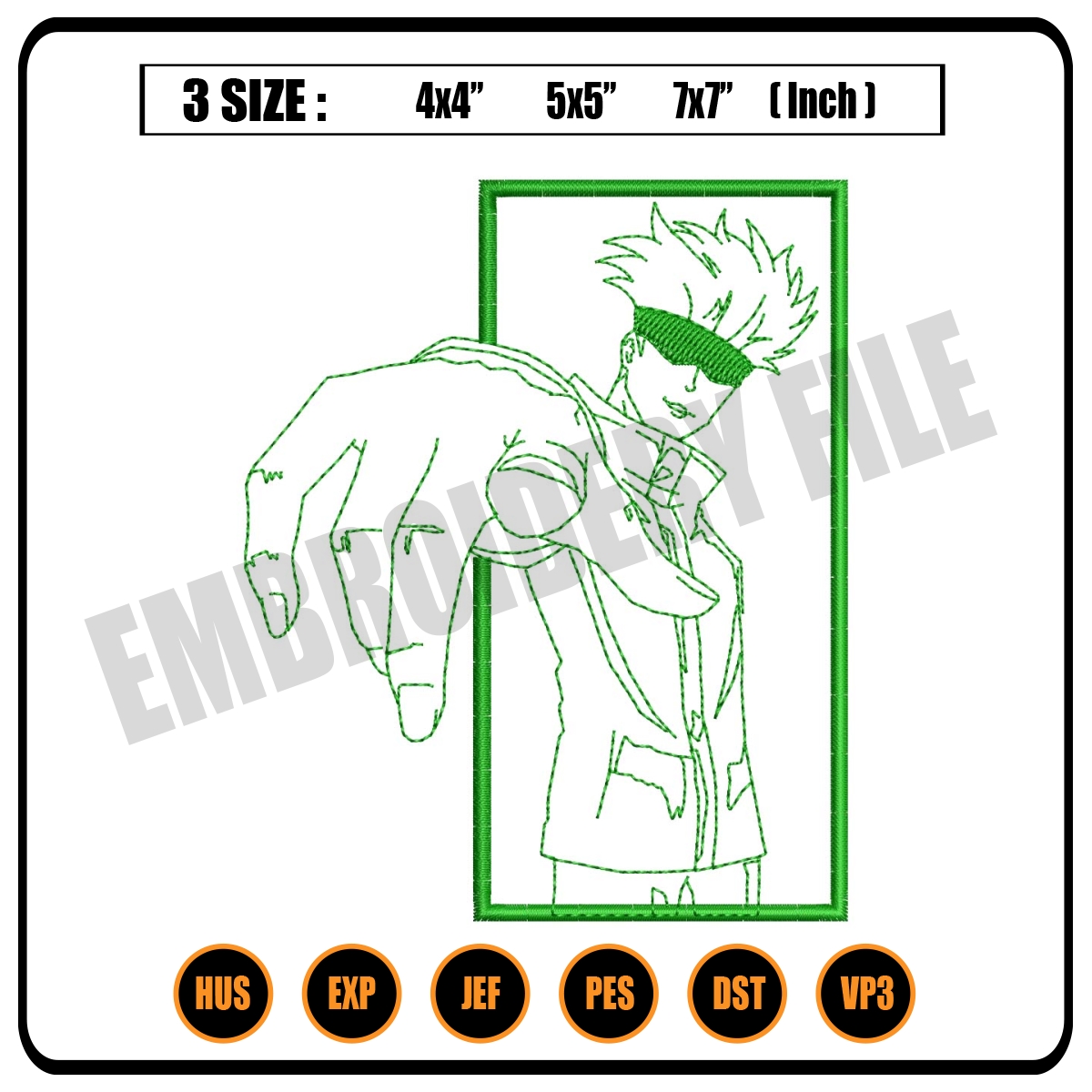 Anime Embroidery File Gojo Satoru Design png | Inspire Uplift