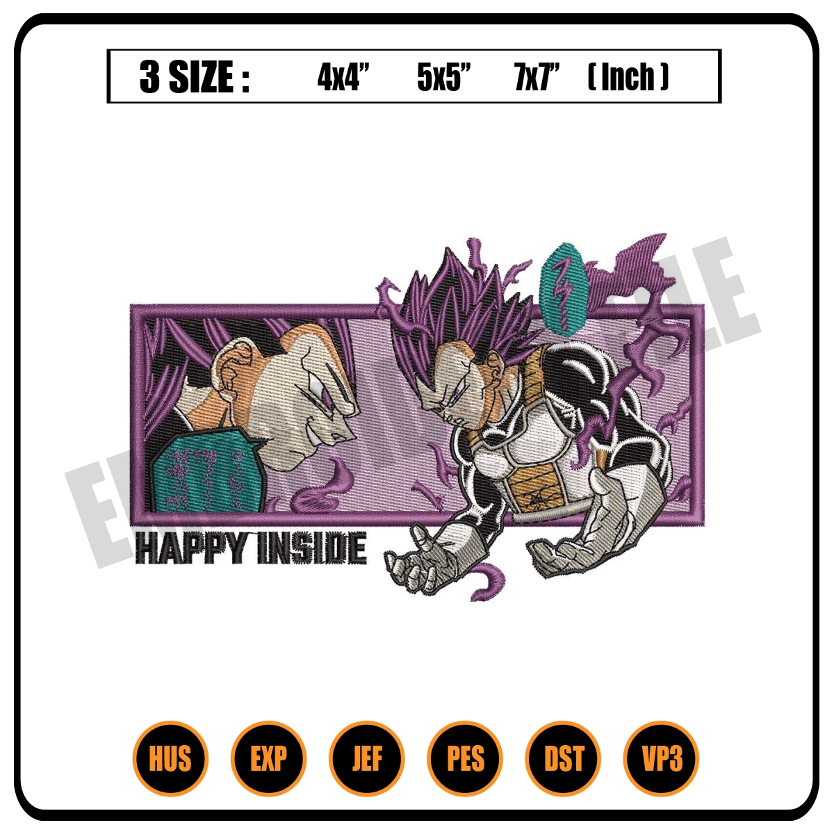 Vegeta Ultra Ego Form Embroidery Design png | Inspire Uplift