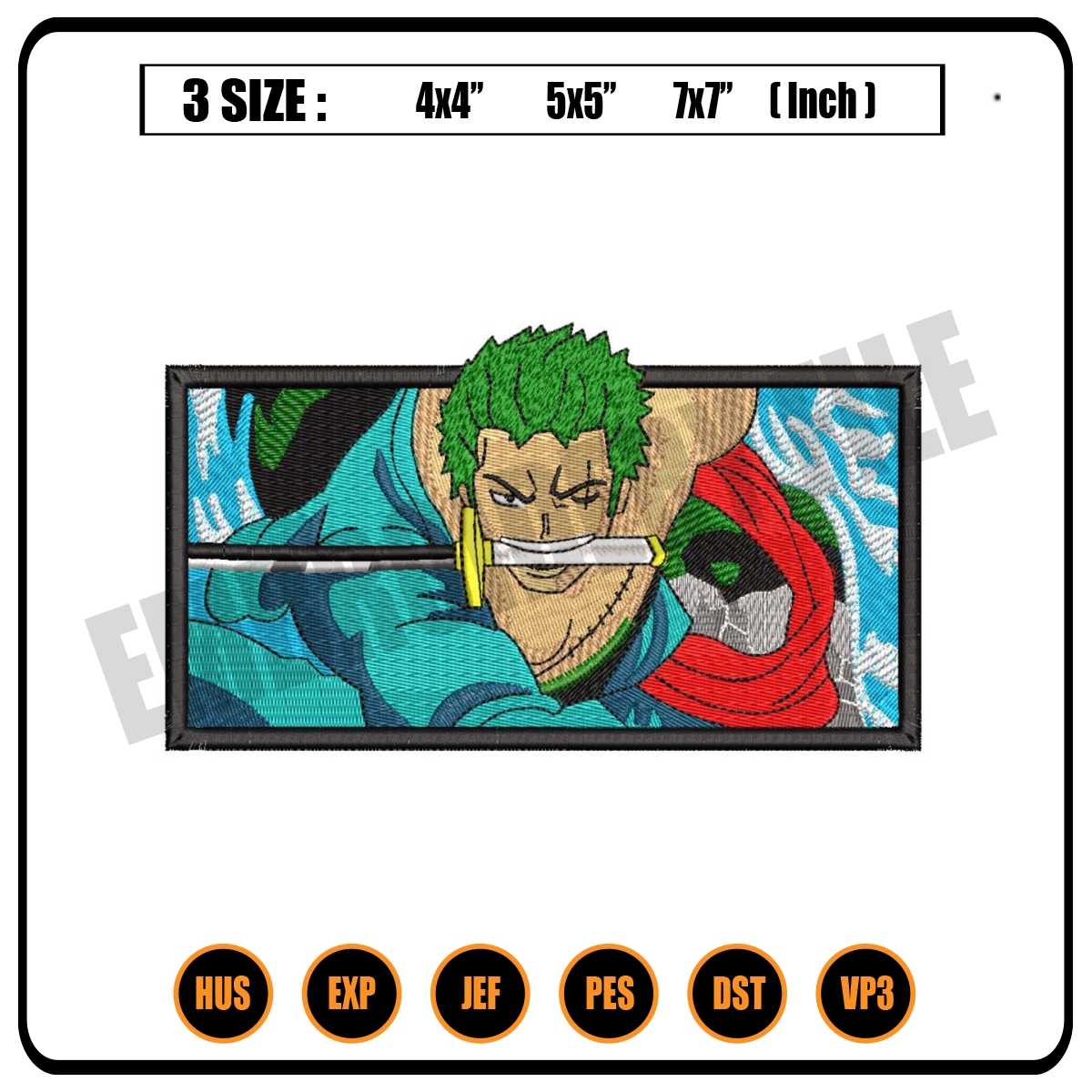 Roronoa Zoro Cool Embroidery Design png - Inspire Uplift
