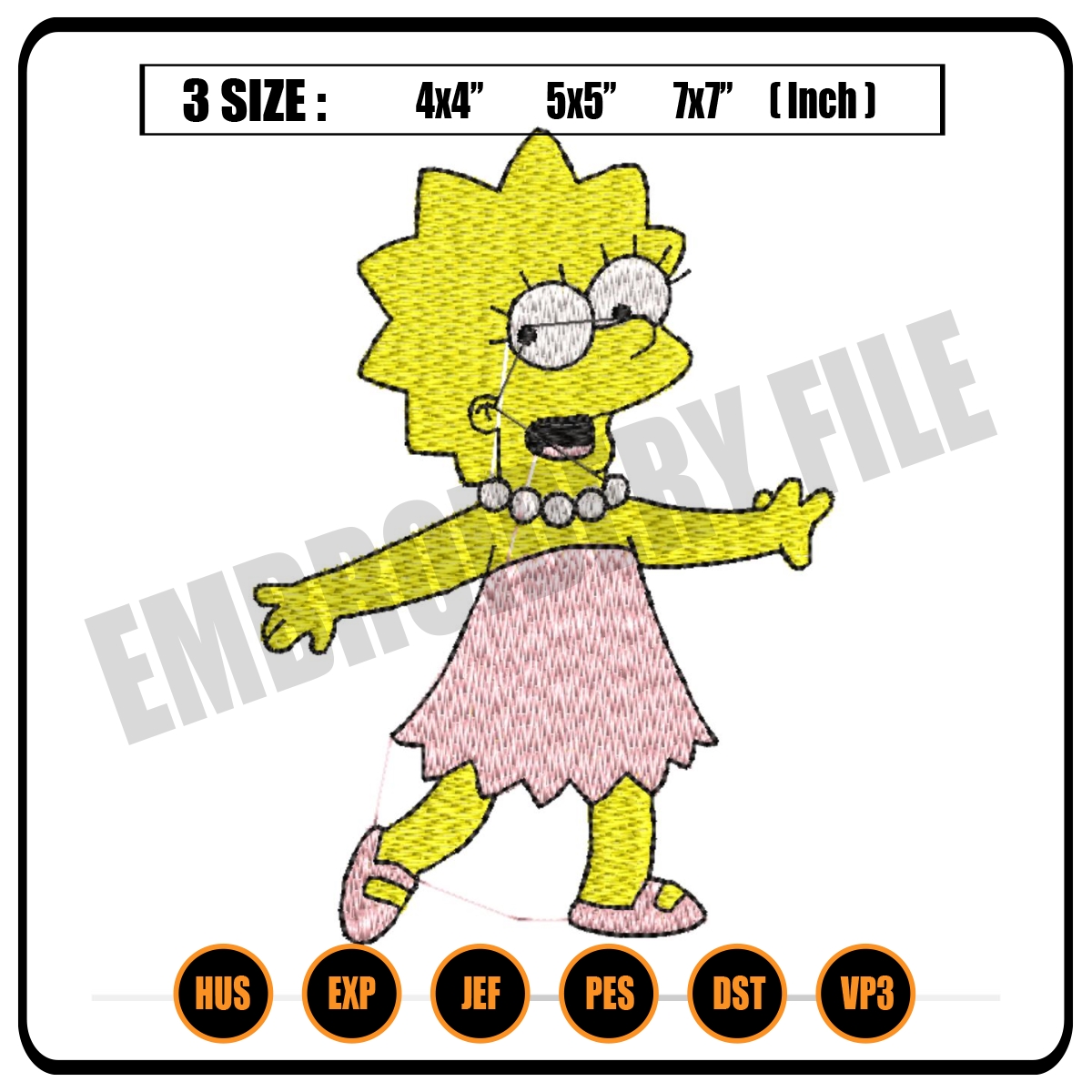 Lisa Simpson Girl Embroidery Png - Inspire Uplift