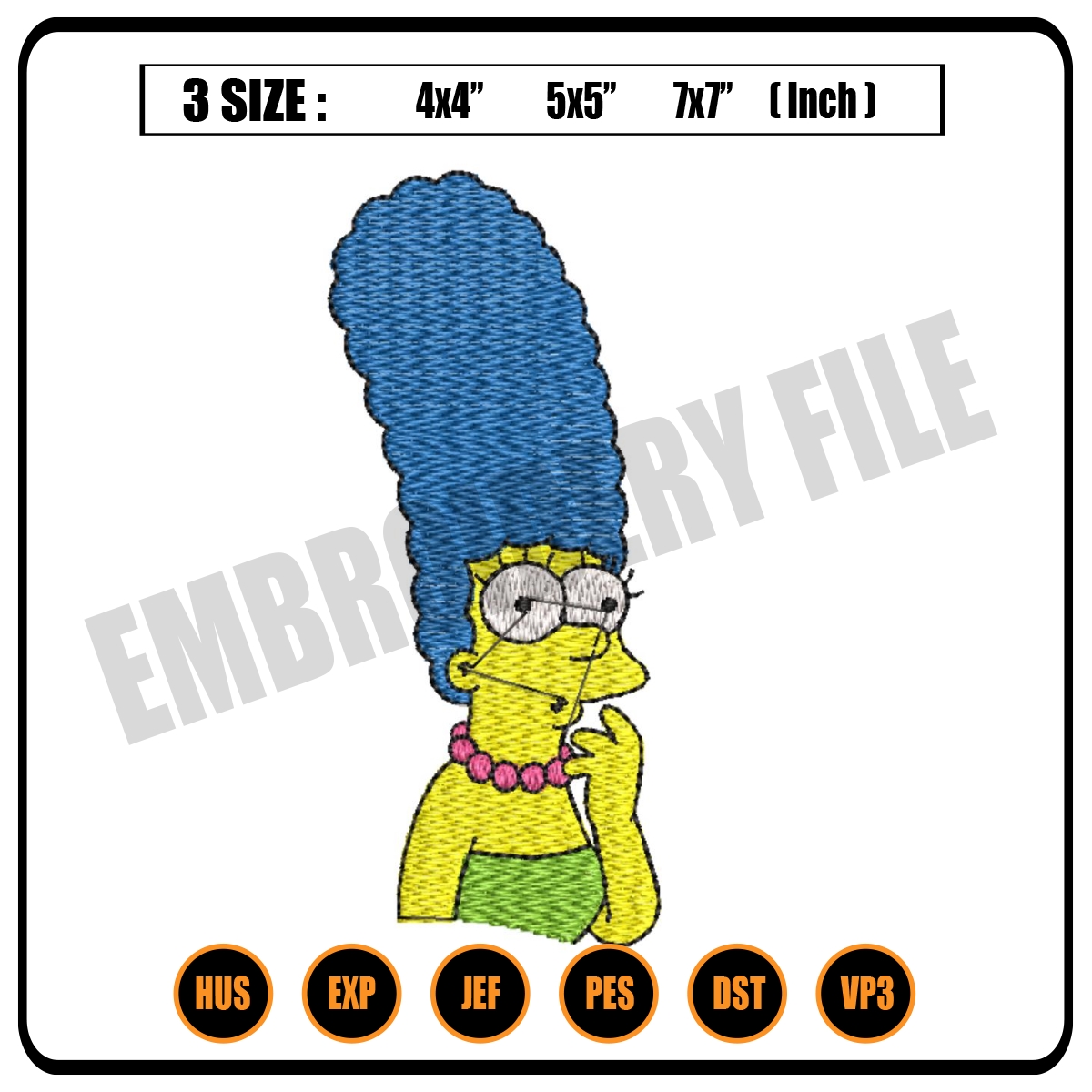 Marge Simpson Head Embroidery Png - Inspire Uplift