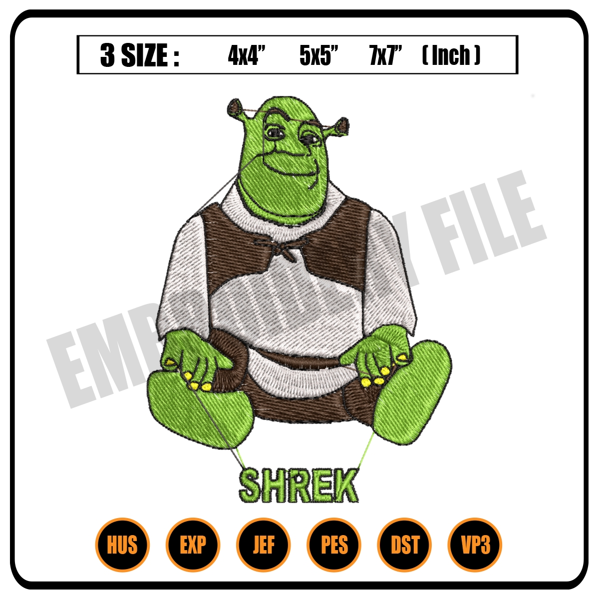 Shrek Sitting Logo Embroidery Png - Inspire Uplift