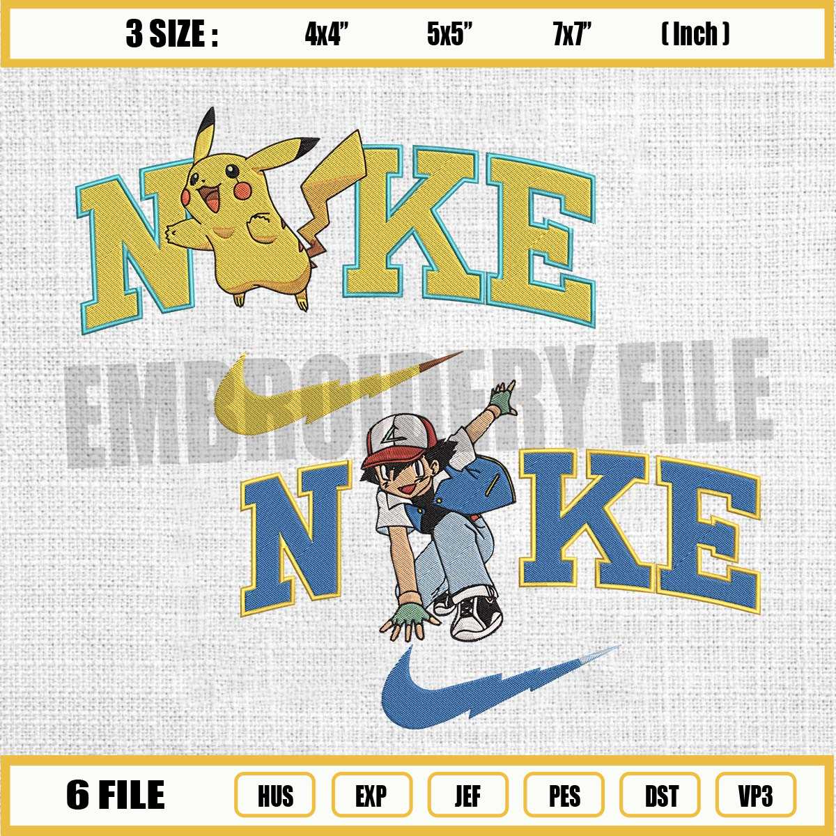 Nike Pikachu And Satoshi Embroidery Design | Inspire Uplift