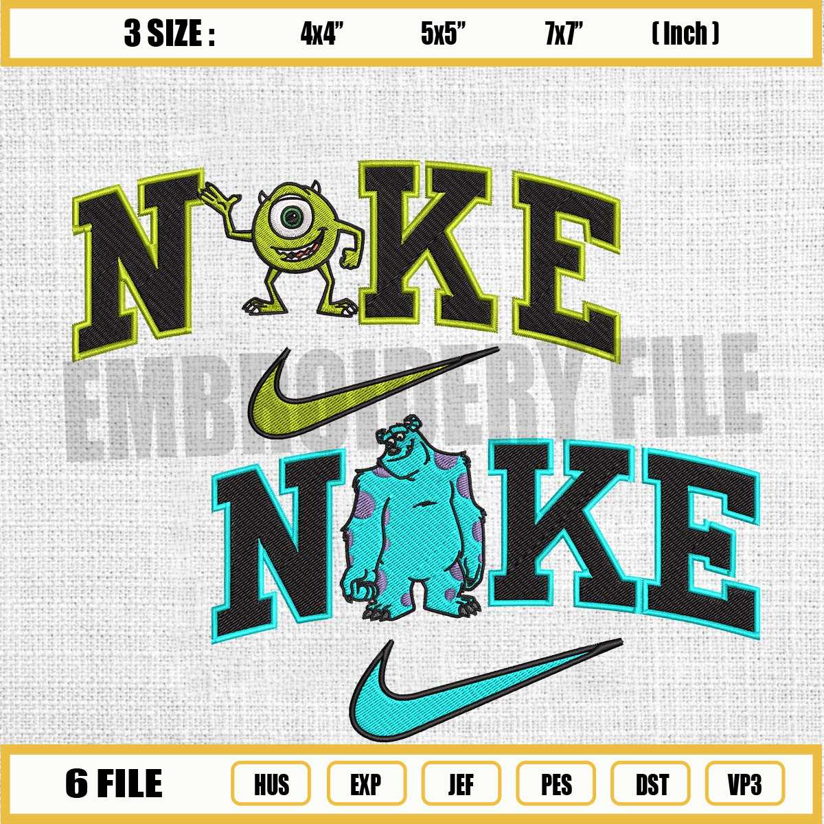 Nike Couple Monster Company Embroidery Design | Inspire Uplift