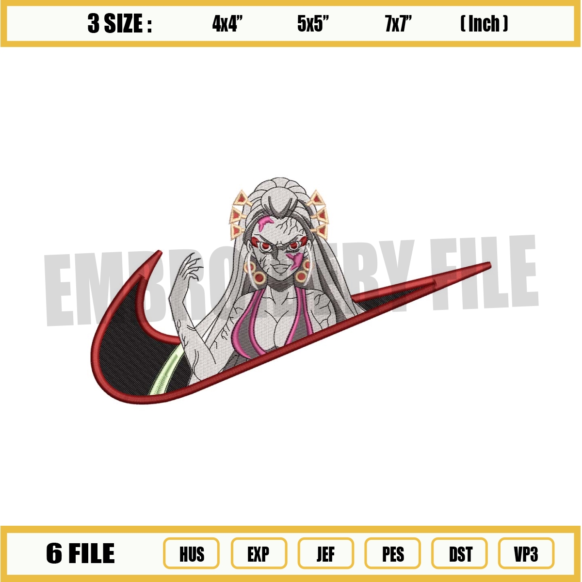 Daki Demon Slayer Nike Embroidery Design Png | Inspire Uplift