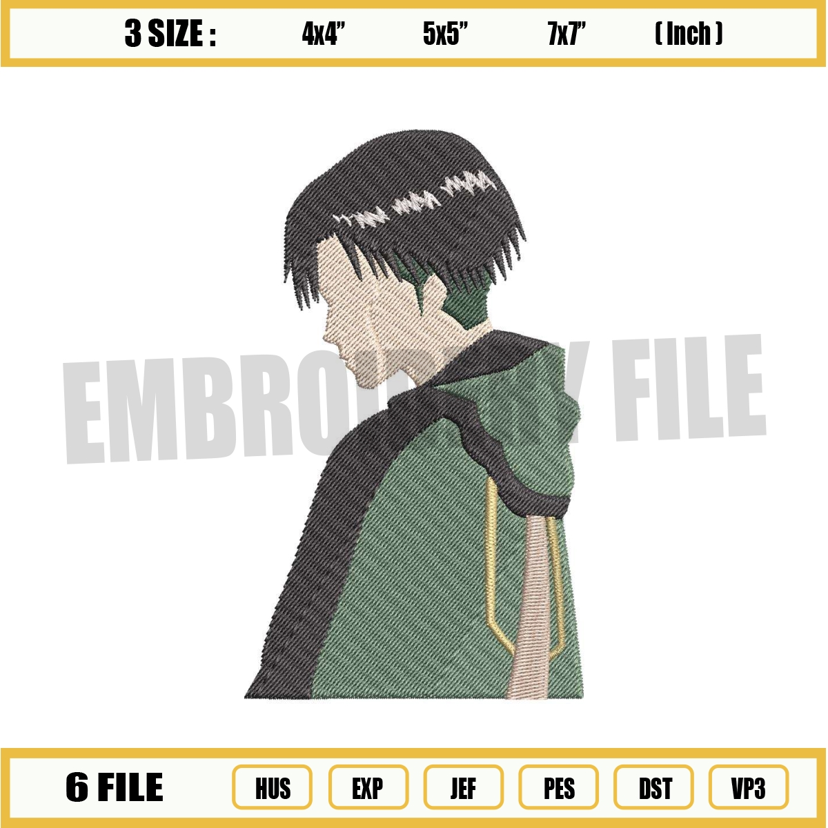 Anime Levi Ackerman Embroidery Design png | Inspire Uplift