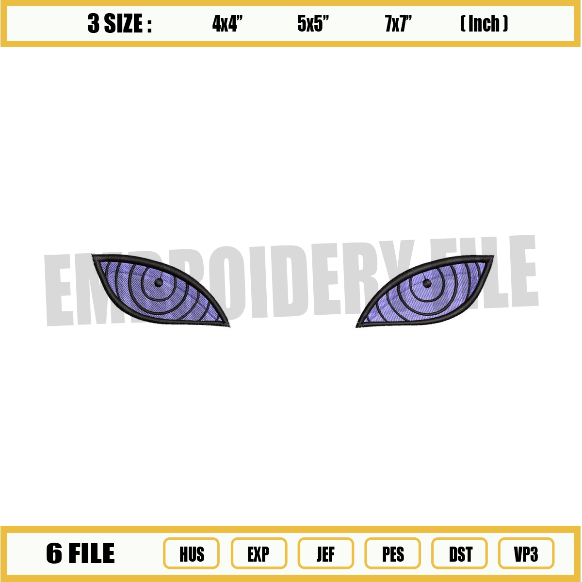 Sharingan Rinnegan Eyes Embroidery Design png | Inspire Uplift