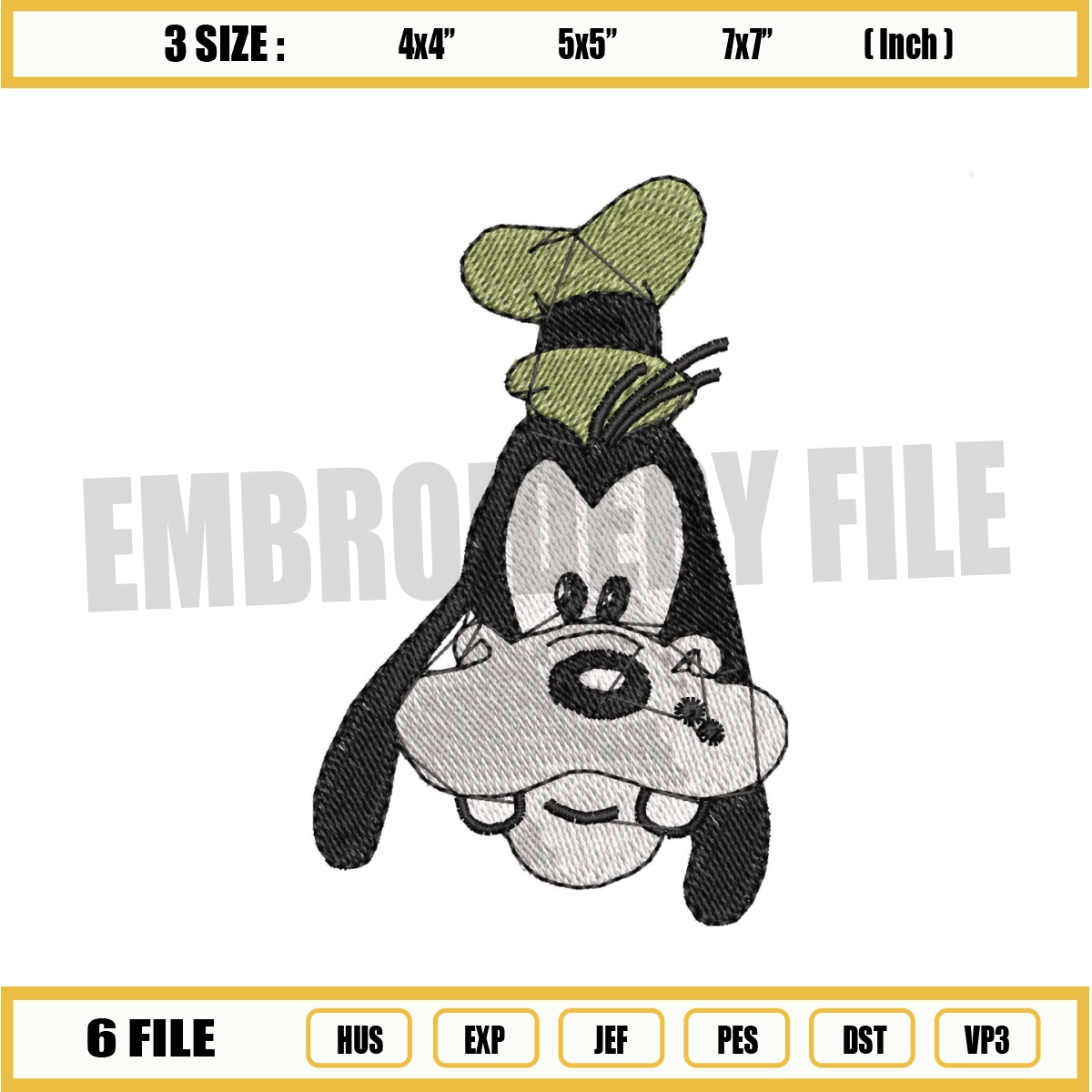 Goofy Head Embroidery Design Png | Inspire Uplift