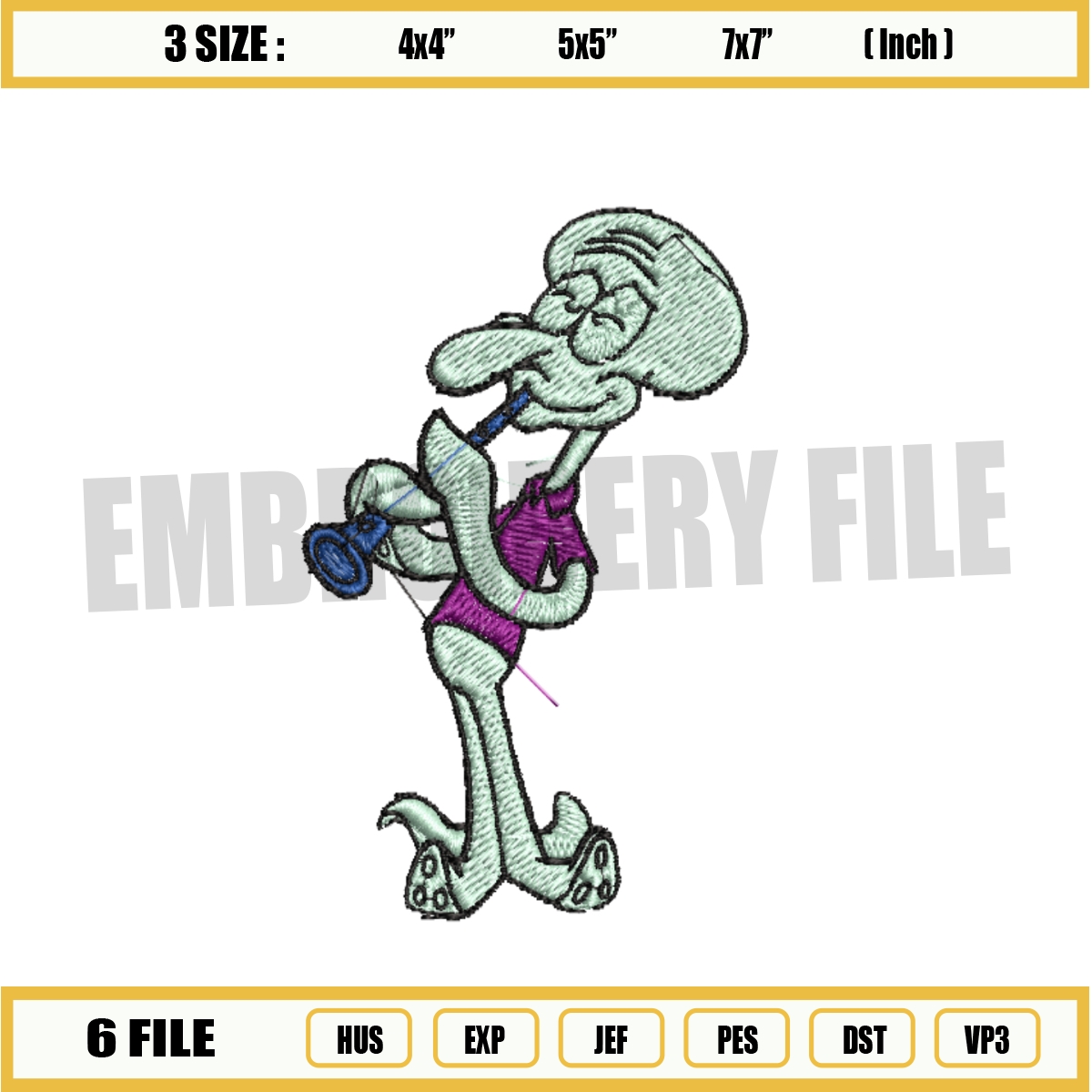 The Squidward Tentacles Clarinet Bug Embroidery Png - Inspire Uplift