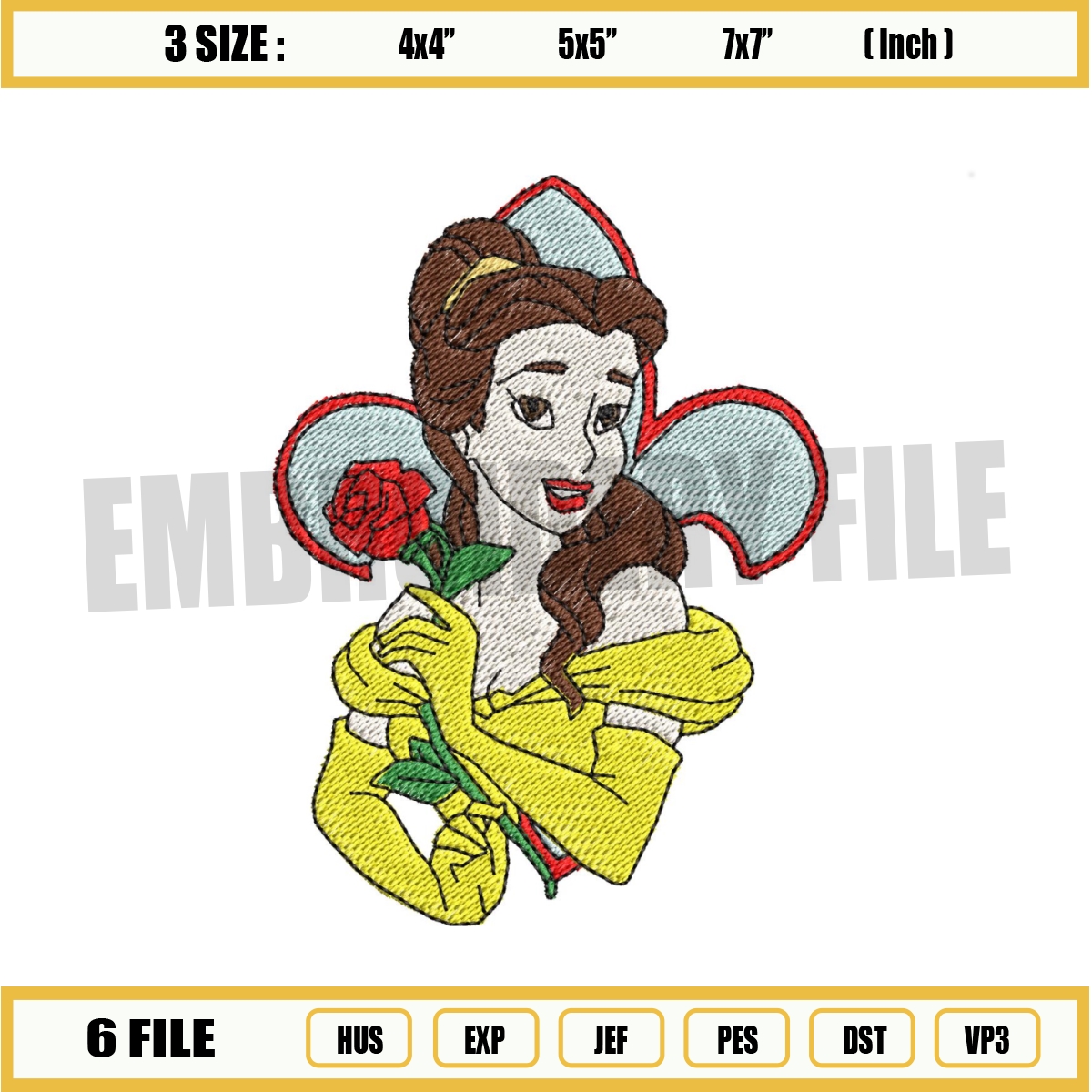 Rose Princess Belle Embroidery | Inspire Uplift