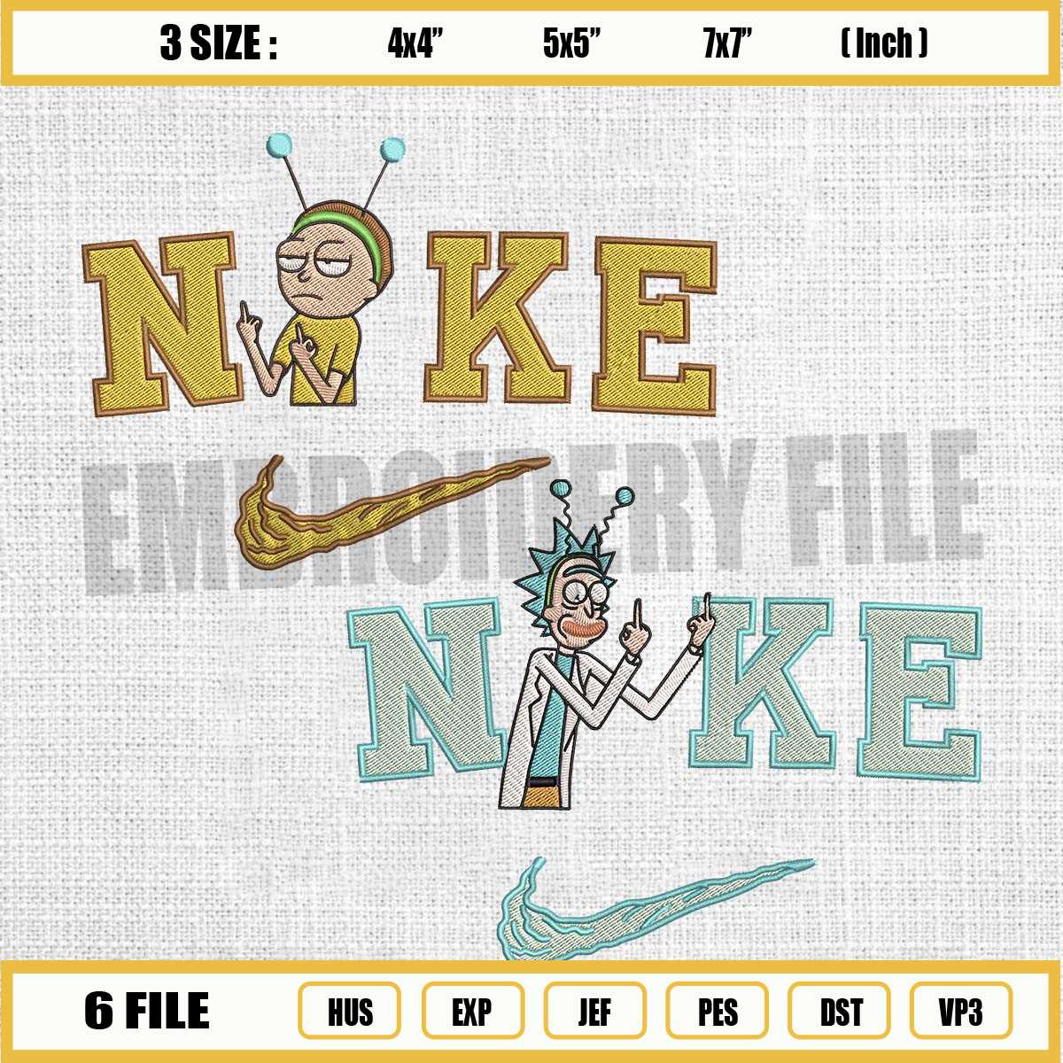 Nike Couple Rick And Morty Embroidery Design | Inspire Uplift