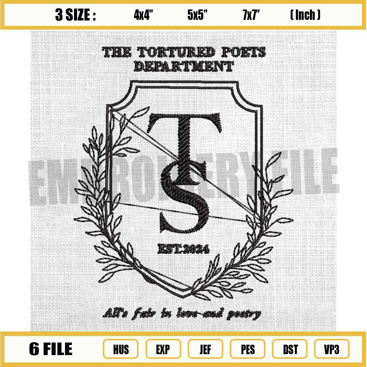 The Tortured Poets Department Embroidery Design, Taylor Swif | Inspire ...