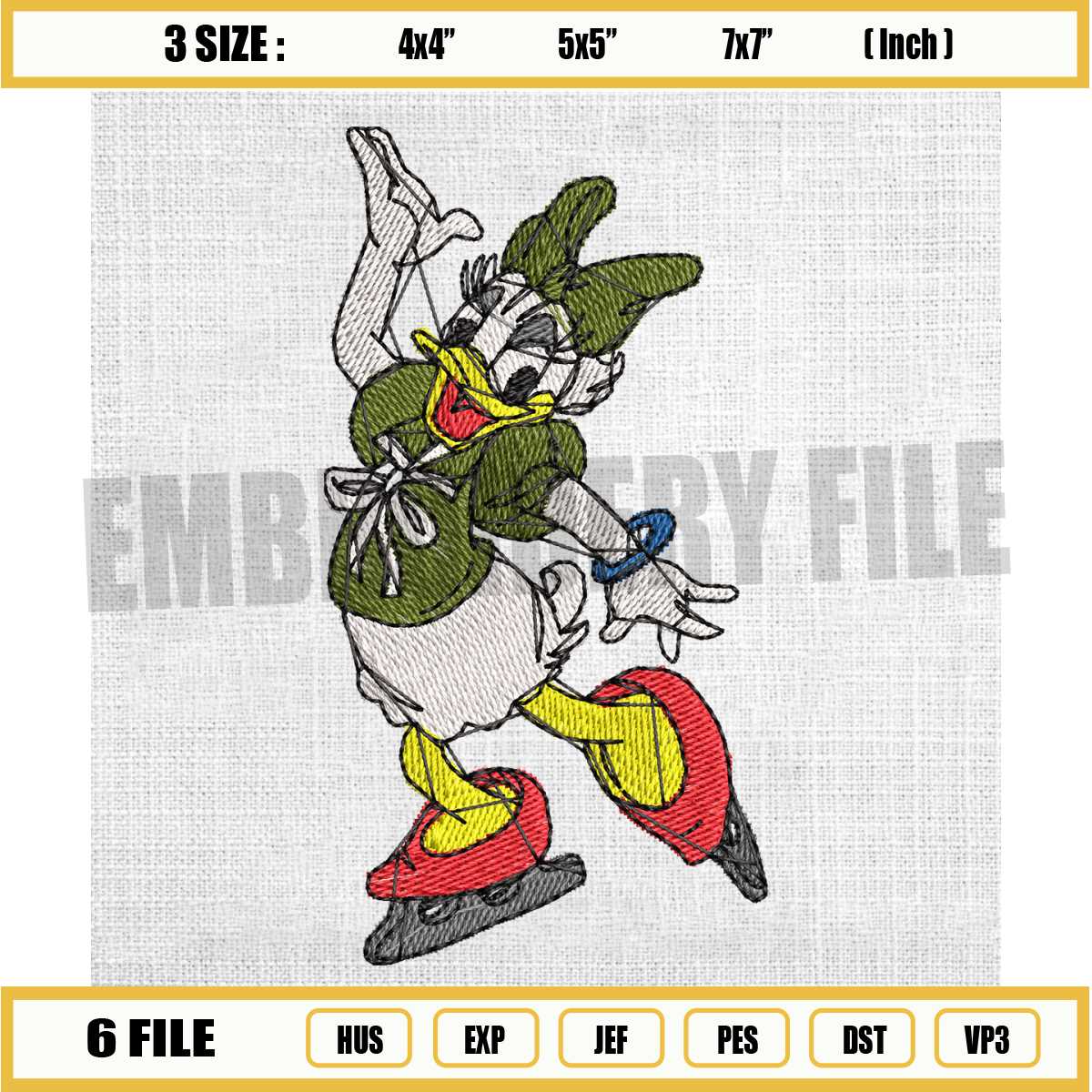 Skating Daisy Duck Embroidery Design, Disney Characters Embr | Inspire ...