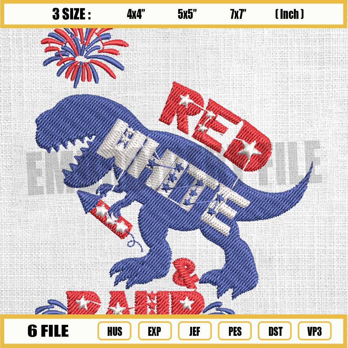 Red White And Rawr 4th Of July Embroidery, Red White And Blu | Inspire ...
