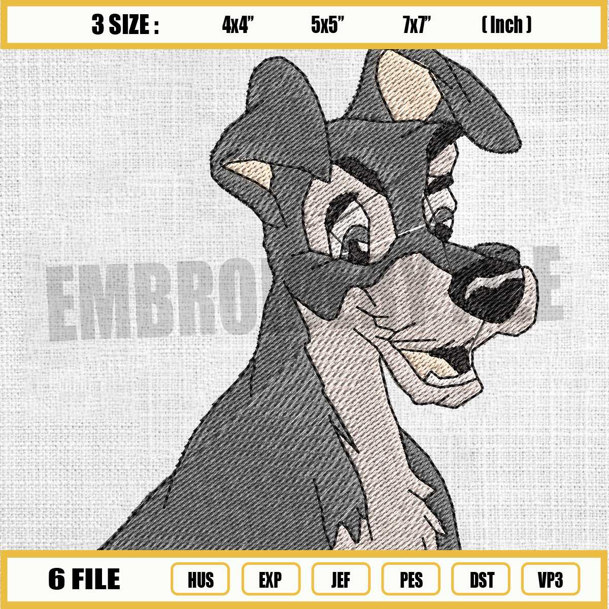 The Tramp Dog Embroidery Design, Lady And The Tramp Embroide | Inspire ...