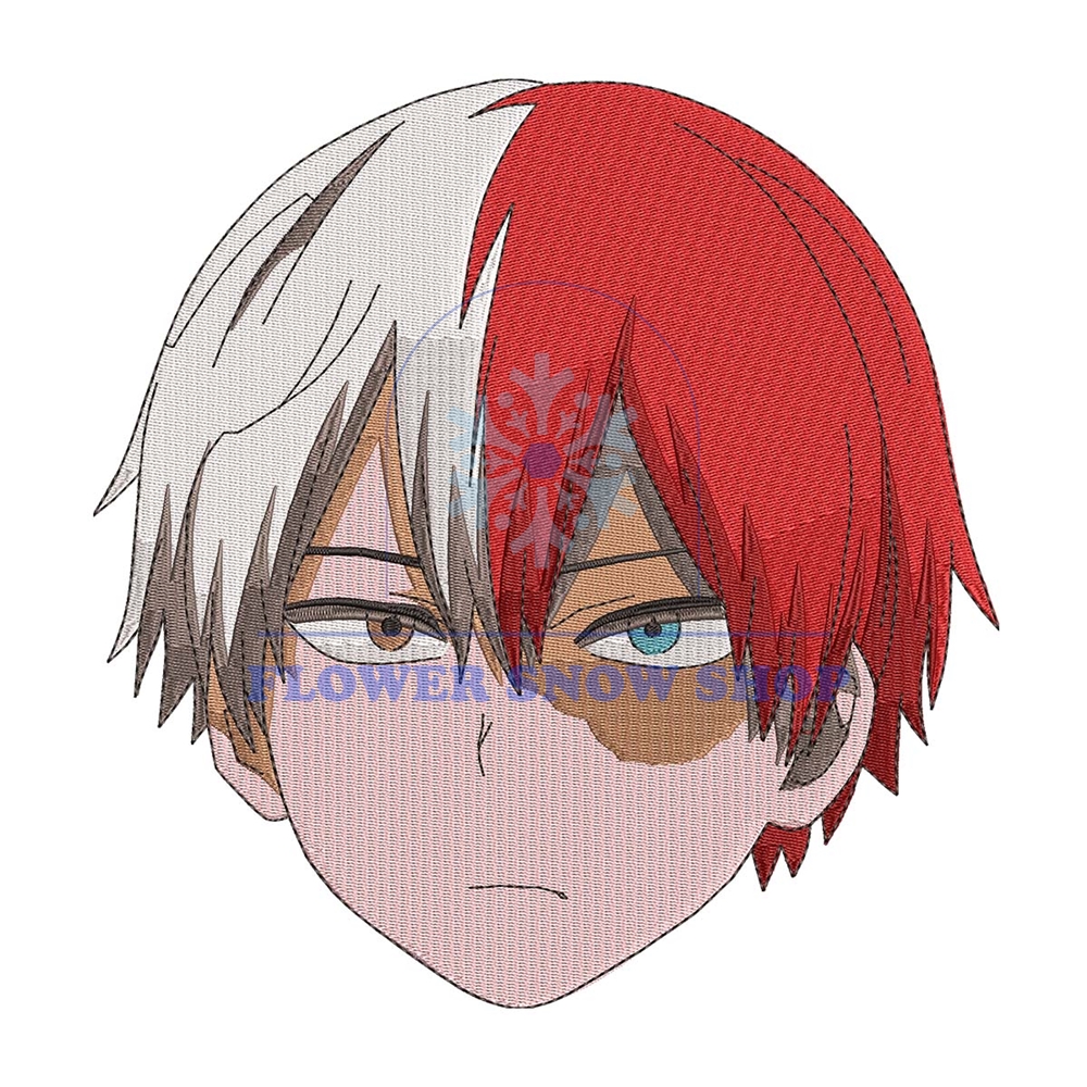 Todoroki Shoto Face Anime Embroidery Design | Inspire Uplift