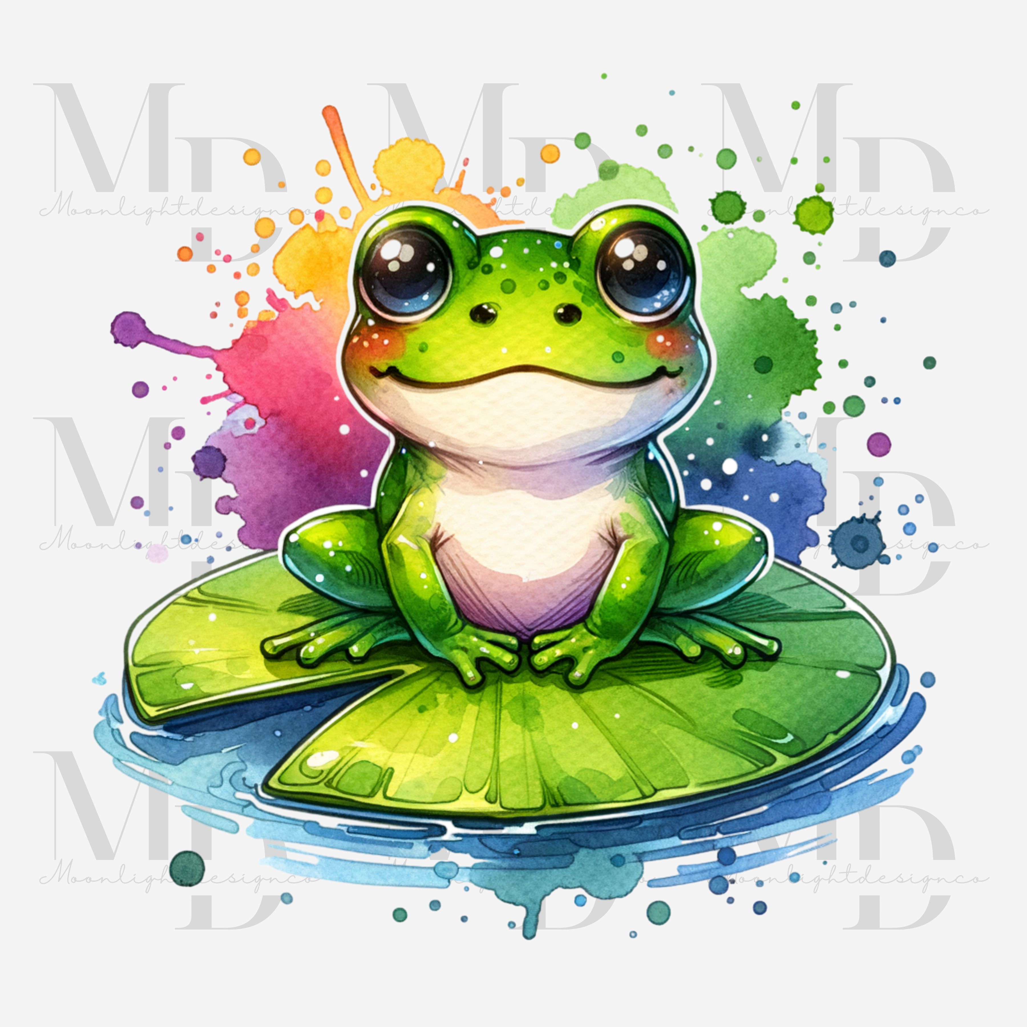 Cute Frog A-2 PNG, Clipart, Instant Download, Frog Watercolo | Inspire ...