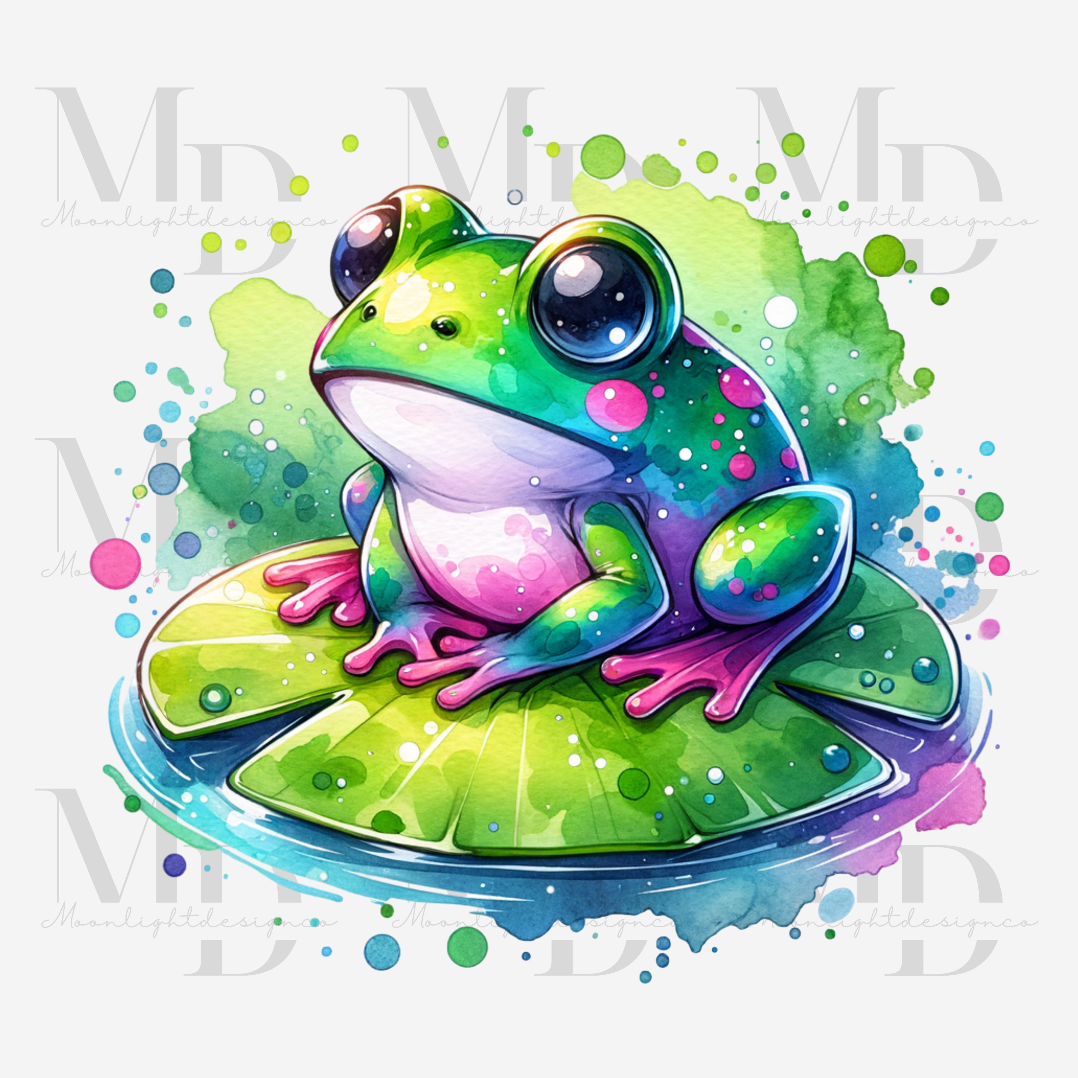 Cute Frog A-3 PNG, Clipart, Instant Download, Frog Watercolo | Inspire ...