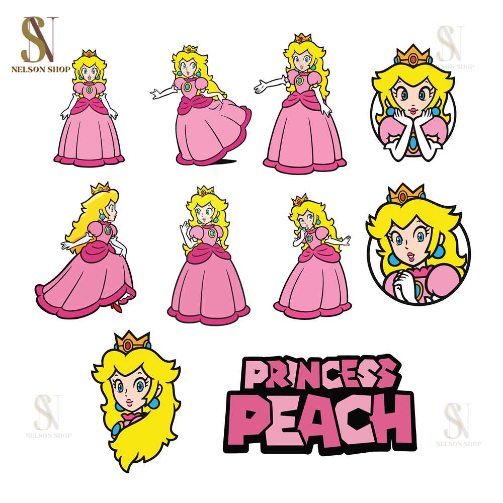 Princess Peach Super Mario Bros Layered and One Color BUNDLE - Inspire ...
